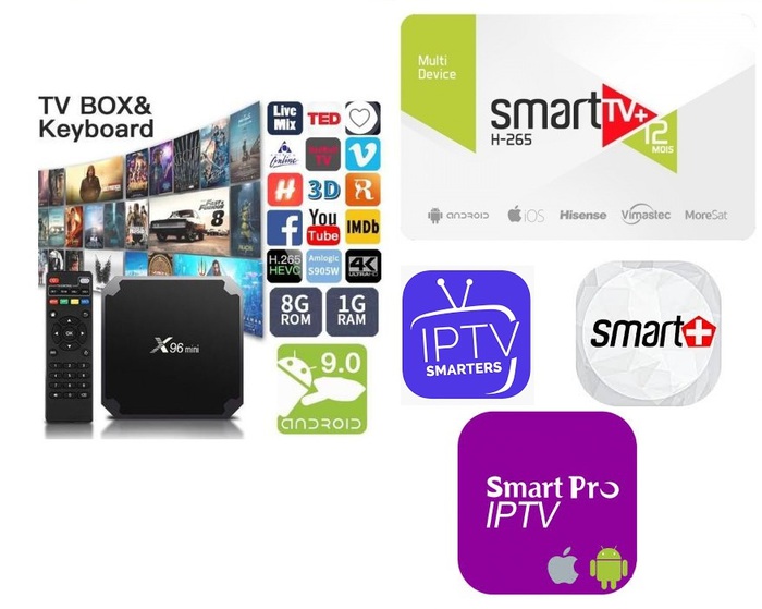 Pack abonnement smart tv+ / smart pro tv /iptv smarters + Smart Box TV ...